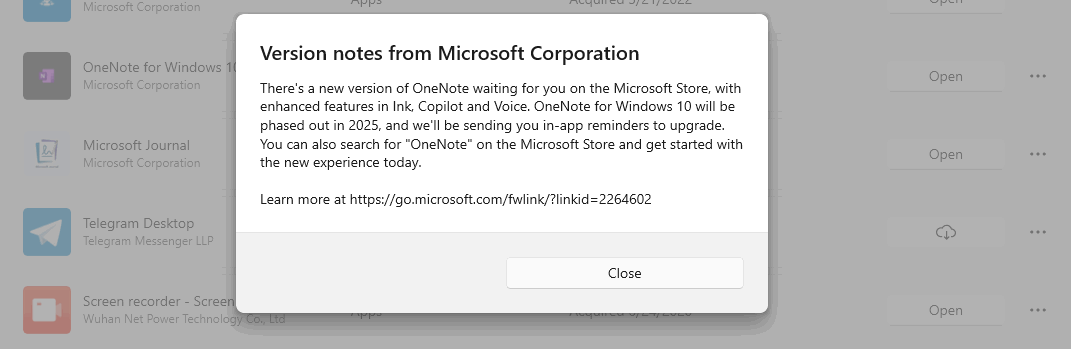 2025年8月1日 OneNote for Windows 10 (OneNote UWP) 升级到 16001.14326.22594.0 ...