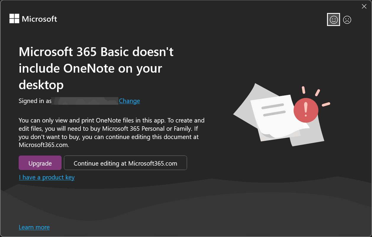 Microsoft 365 基础版不包括桌面版 OneNote-Office版-OneNote 中心